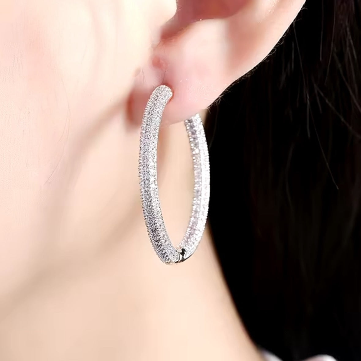 Frosted Pave Hoops – Queens Candy