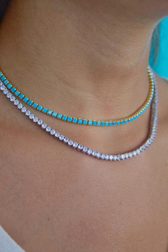 Bling Bling Choker - Turquoise/Gold – Queens Candy