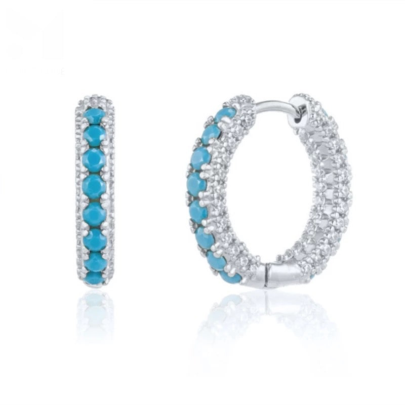 Turquoise & Diamond Hoops – Queens Candy