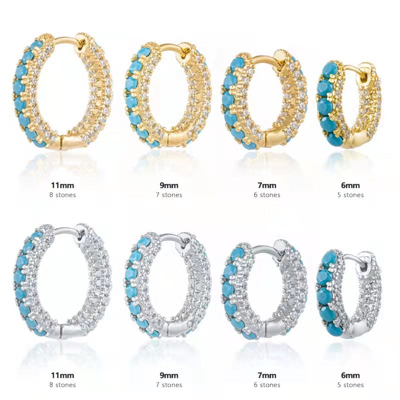 Turquoise & Diamond Hoops – Queens Candy