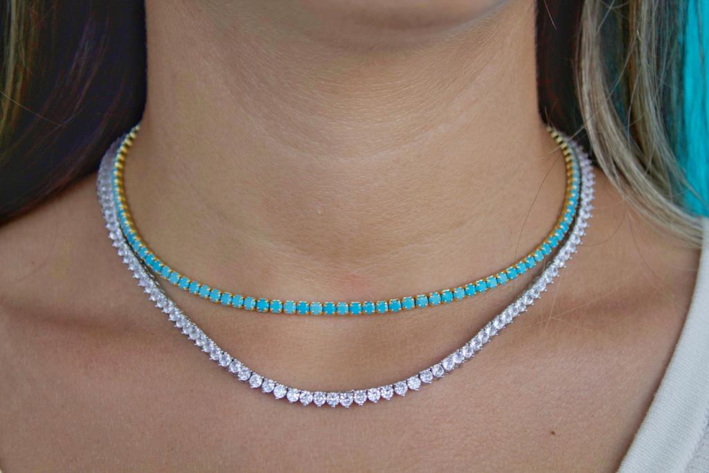 Bling Bling Choker - Turquoise/Platinum – Queens Candy