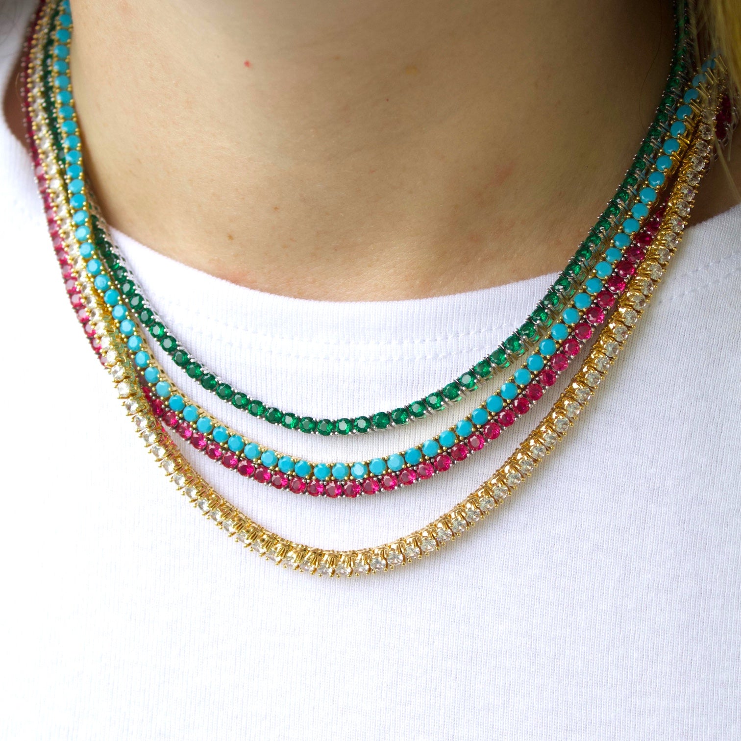 Classic Tennis Necklace - Turquoise Gold – Queens Candy